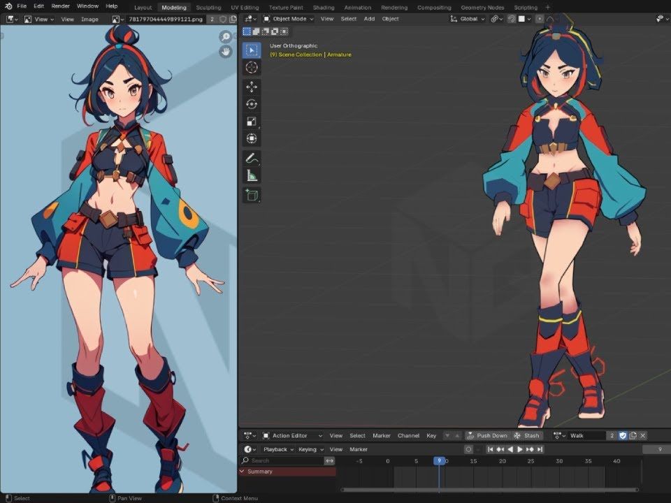 Blender 4.2 !快速建模游戏女孩角色模型!