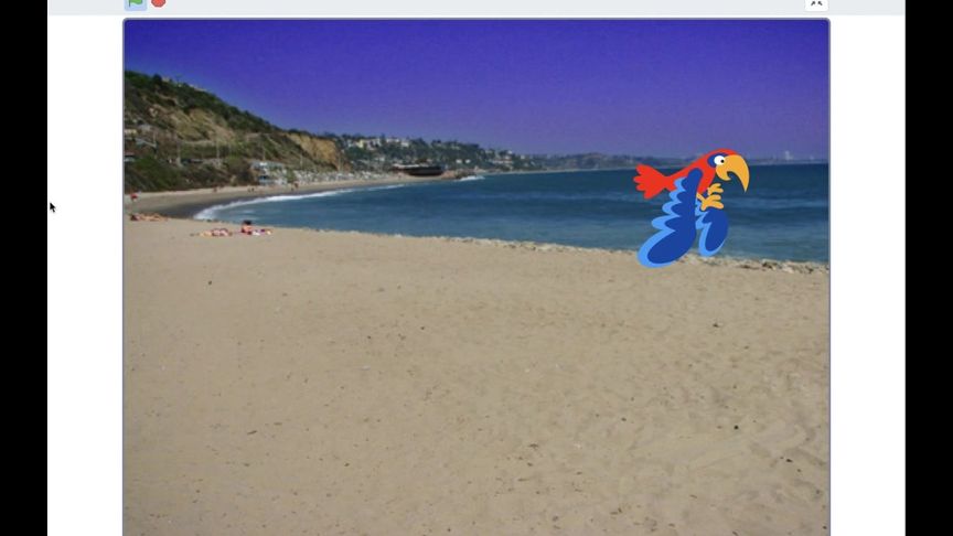 海边飞翔的鹦鹉-scratch少儿编程实例讲解