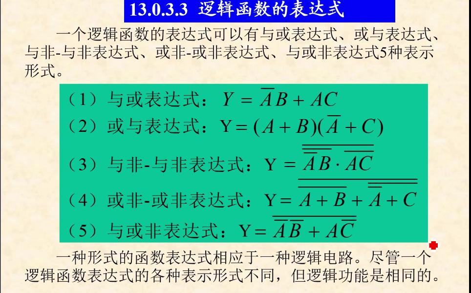 13.0.3逻辑函数的表达式