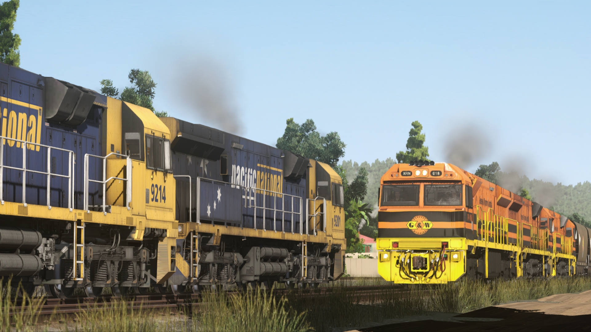 【实况模拟列车22】澳大利亚煤炭列车高速交汇_模拟火车