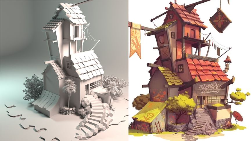 【3DMAX】风格化几何体模型拼接,从零基础开始手把手带你制作