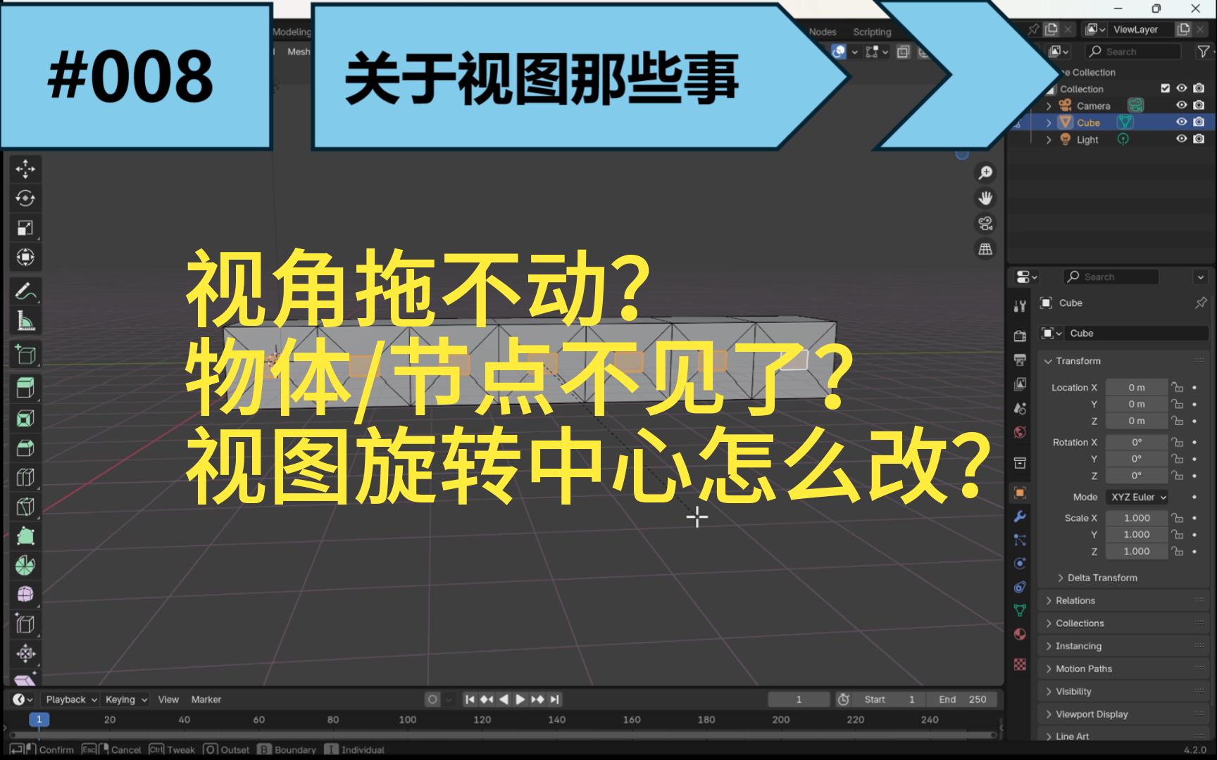 blender小技巧#008|视角拖不动?物体/节点不见了?视图旋转中心怎么改?