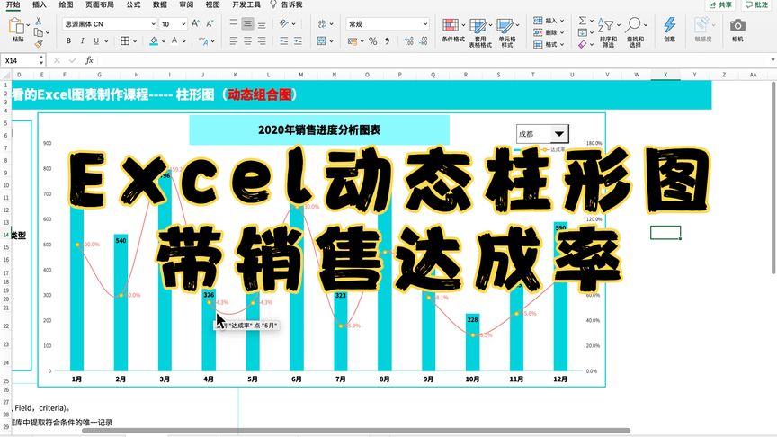 带达成率的Excel动态柱形图绘制技巧