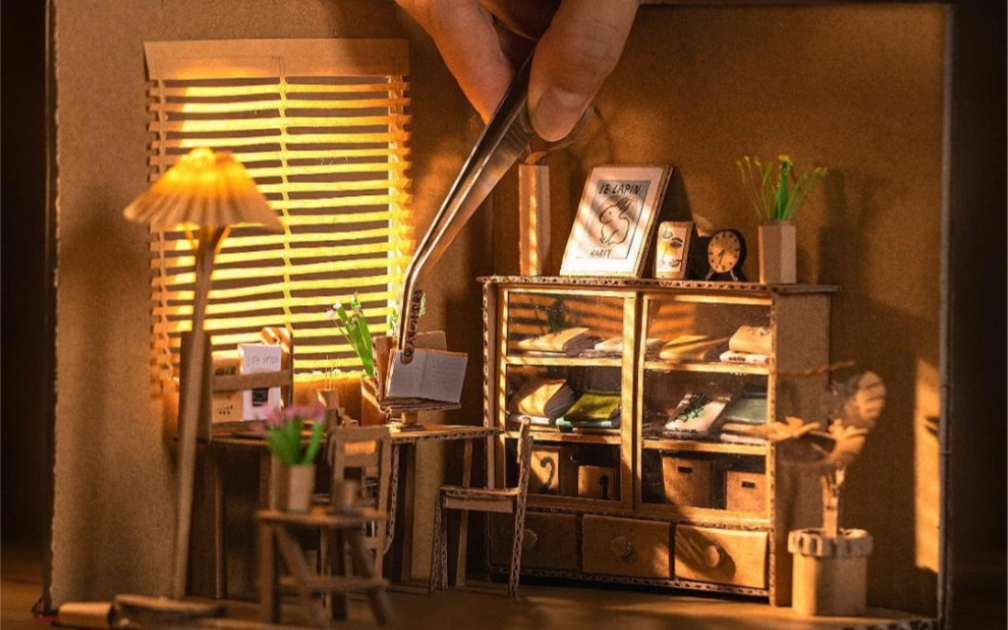 【手工小屋】DIY迷你小屋书房,创意微缩场景迷你家具