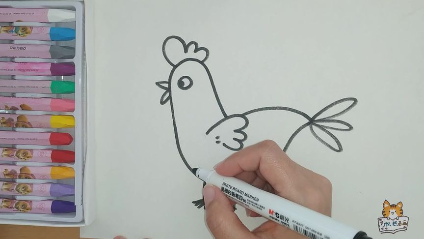 十二生肖简笔画鸡卡通的画法,绘画怎么涂色非常的简单#学浪计划#