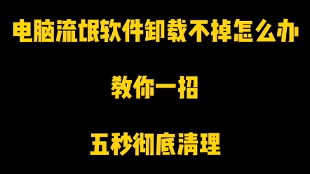 电脑流氓软件卸载不掉怎么办,教你一招,五秒彻底清理