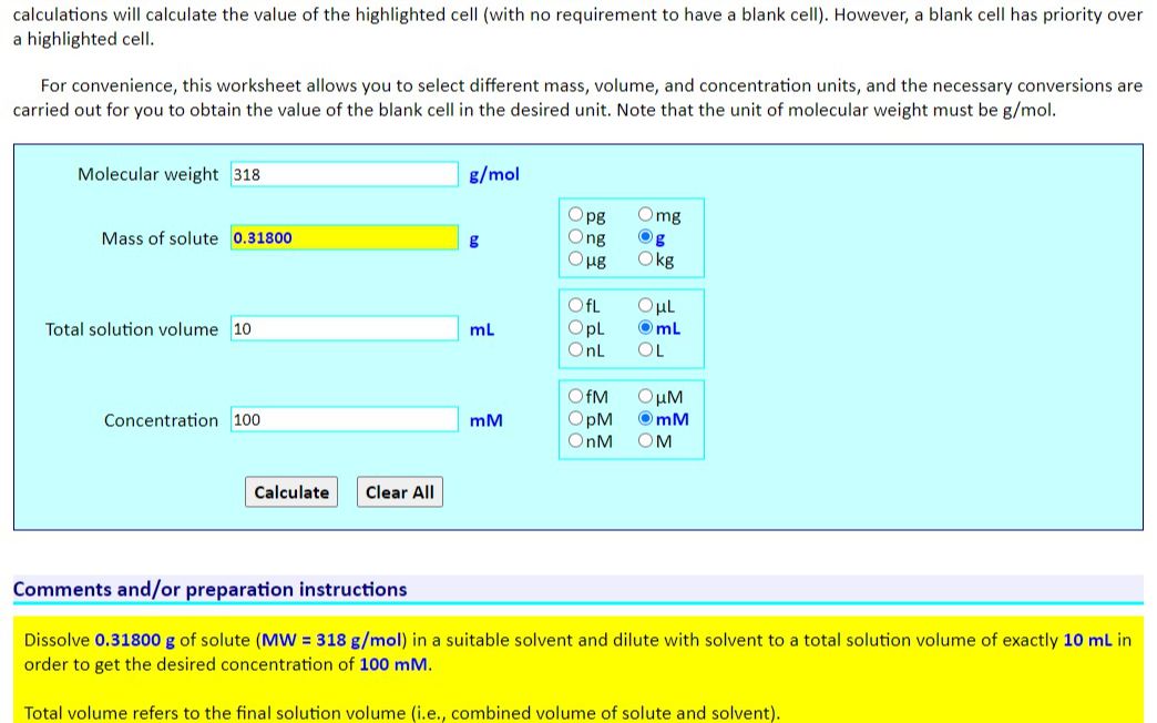 #溶液配制、稀释计算网站# 别再用手算了!