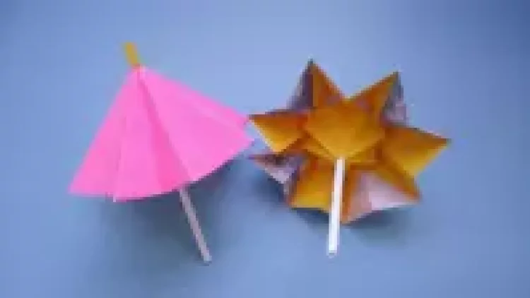 可以收缩的立体小雨伞折纸, 迷你控的最爱, 手工折纸视频教程