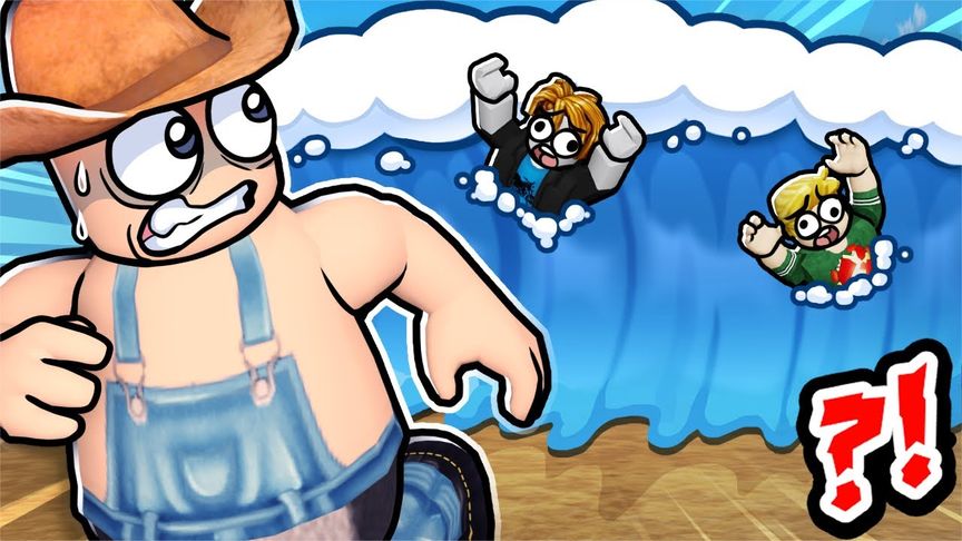 ROBLOX海啸模拟器:就快到达的时候被海啸冲回了起点!