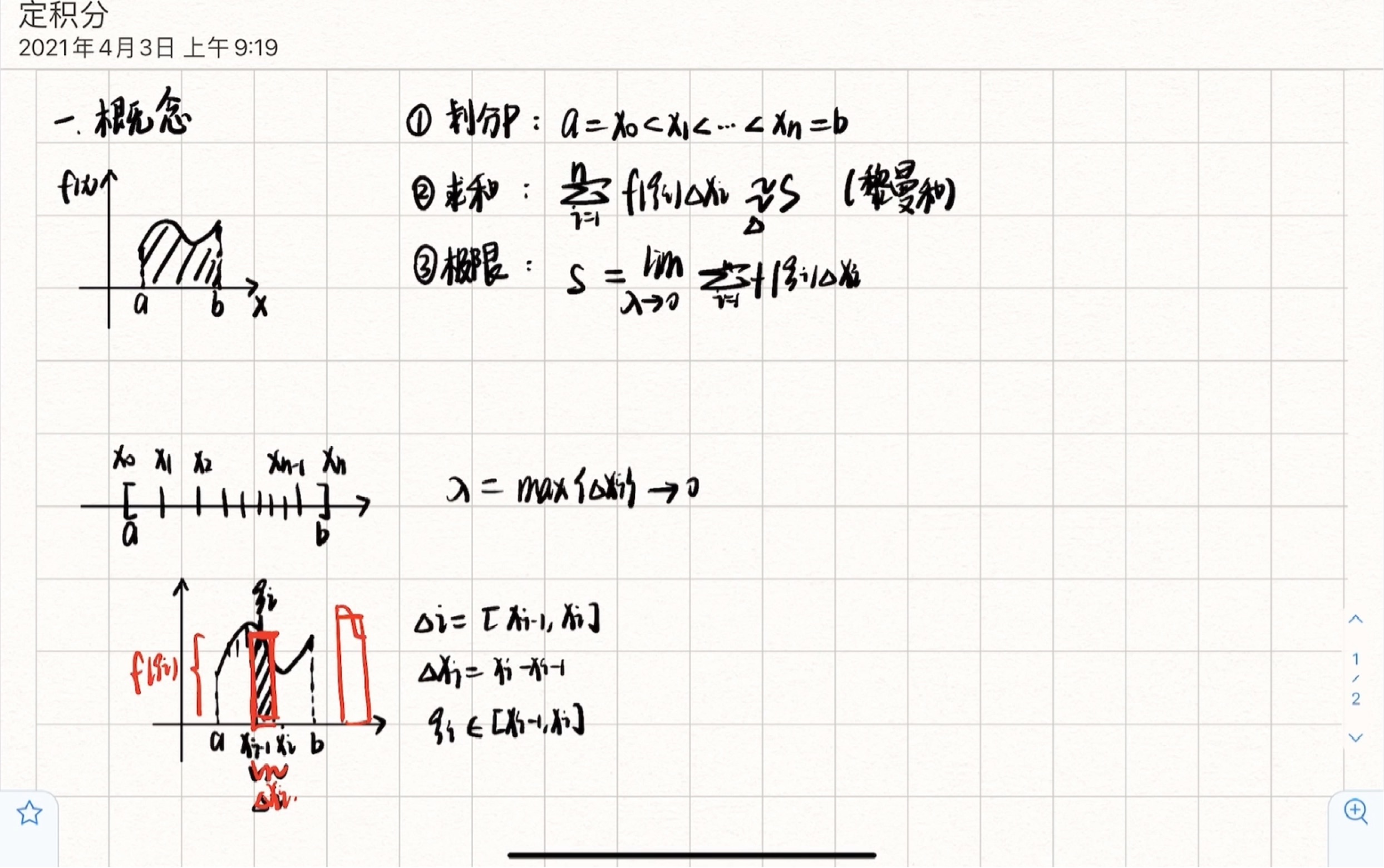 数学分析 定积分的定义和可积条件 基础知识