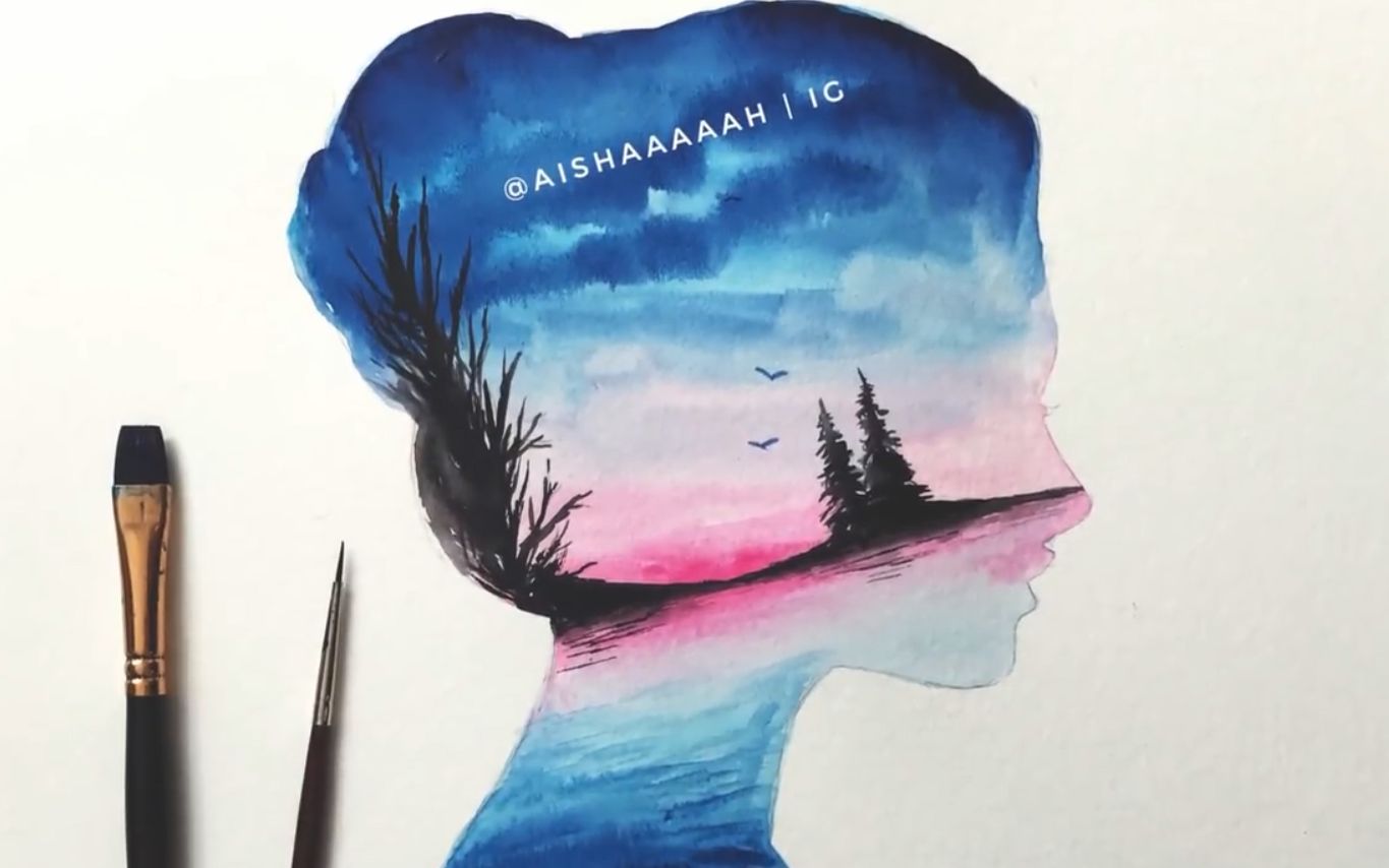 【水彩】Simple Watercolour Double Exposure Tutorial