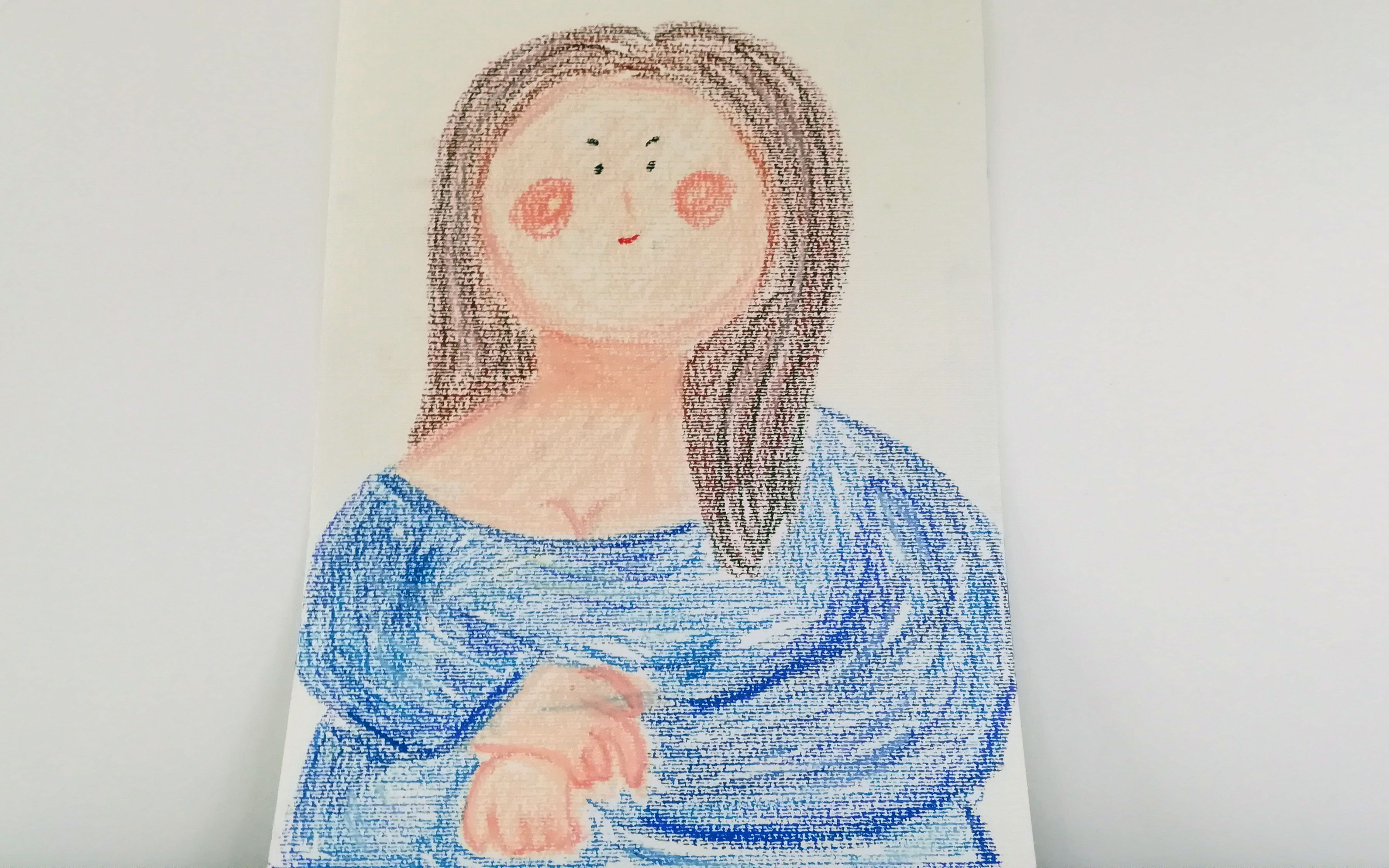 油彩儿童画 油画棒萌版蒙娜丽莎的画法