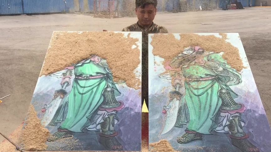 这是一幅手工雕刻浮雕玻璃,尺寸大小均可定制#艺术玻璃背景墙