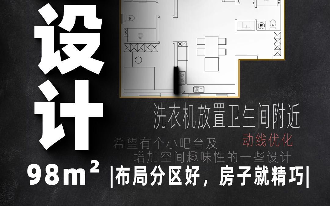 | 方案思路 | 98m²布局分区好,房子就精巧;换个位置布局动线就会好很多