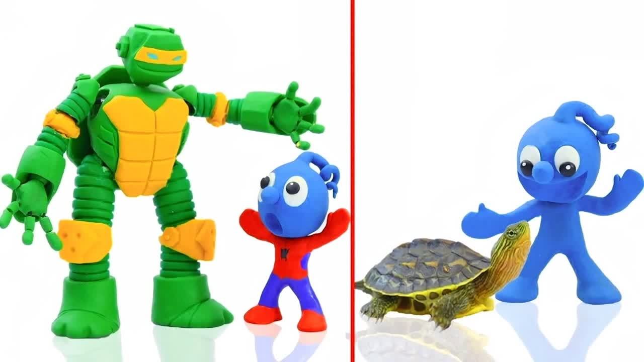 蓝精灵帧动画!蓝精灵遇见忍者神龟,还向他学习了很.