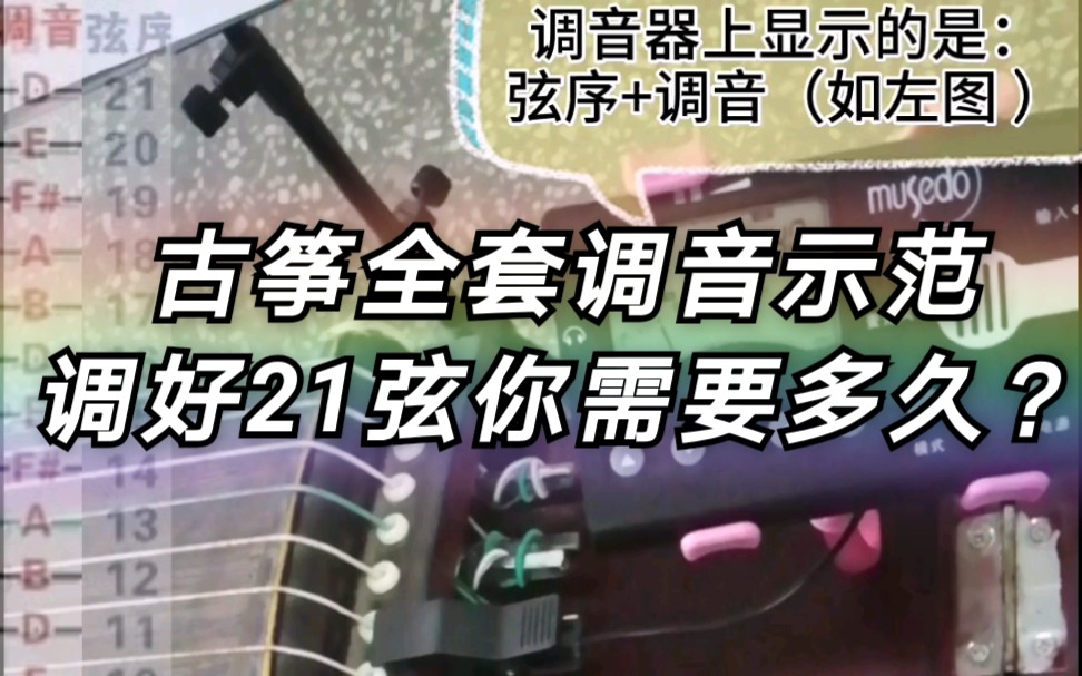 【古筝】全套21弦调音 初学者入门自学 调音器的使用