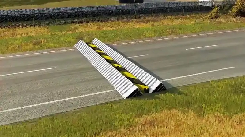 车祸模拟器:公路上安装了巨大减速带导致车辆翻车