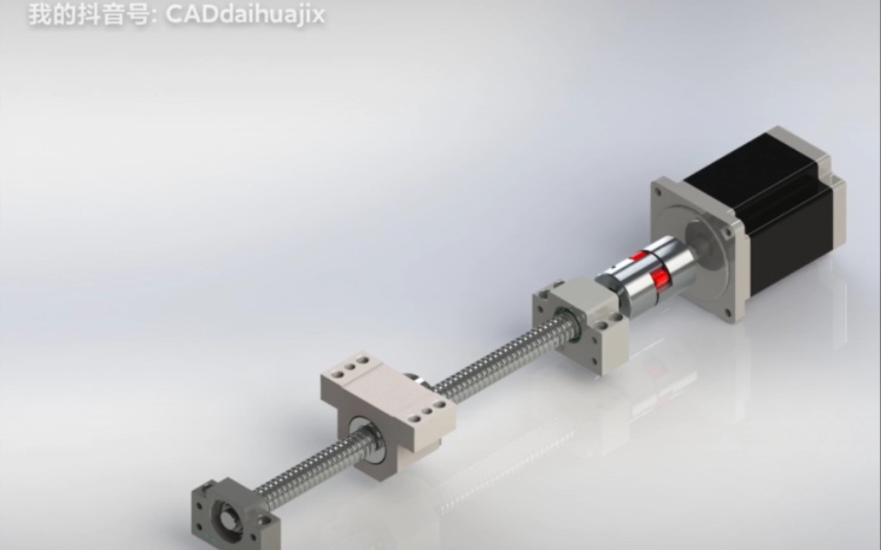 CNC数控机床Y轴丝杆电机滑轨设计三维模型