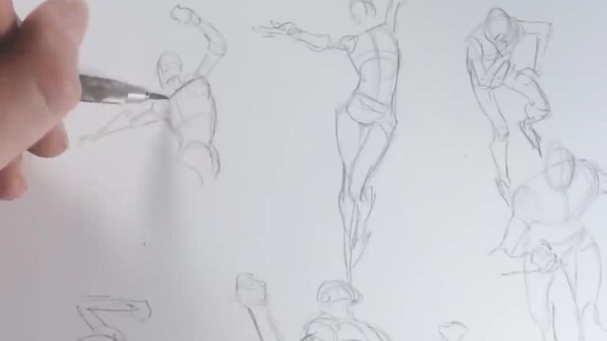 手绘人体动态,注意流畅的线条表现