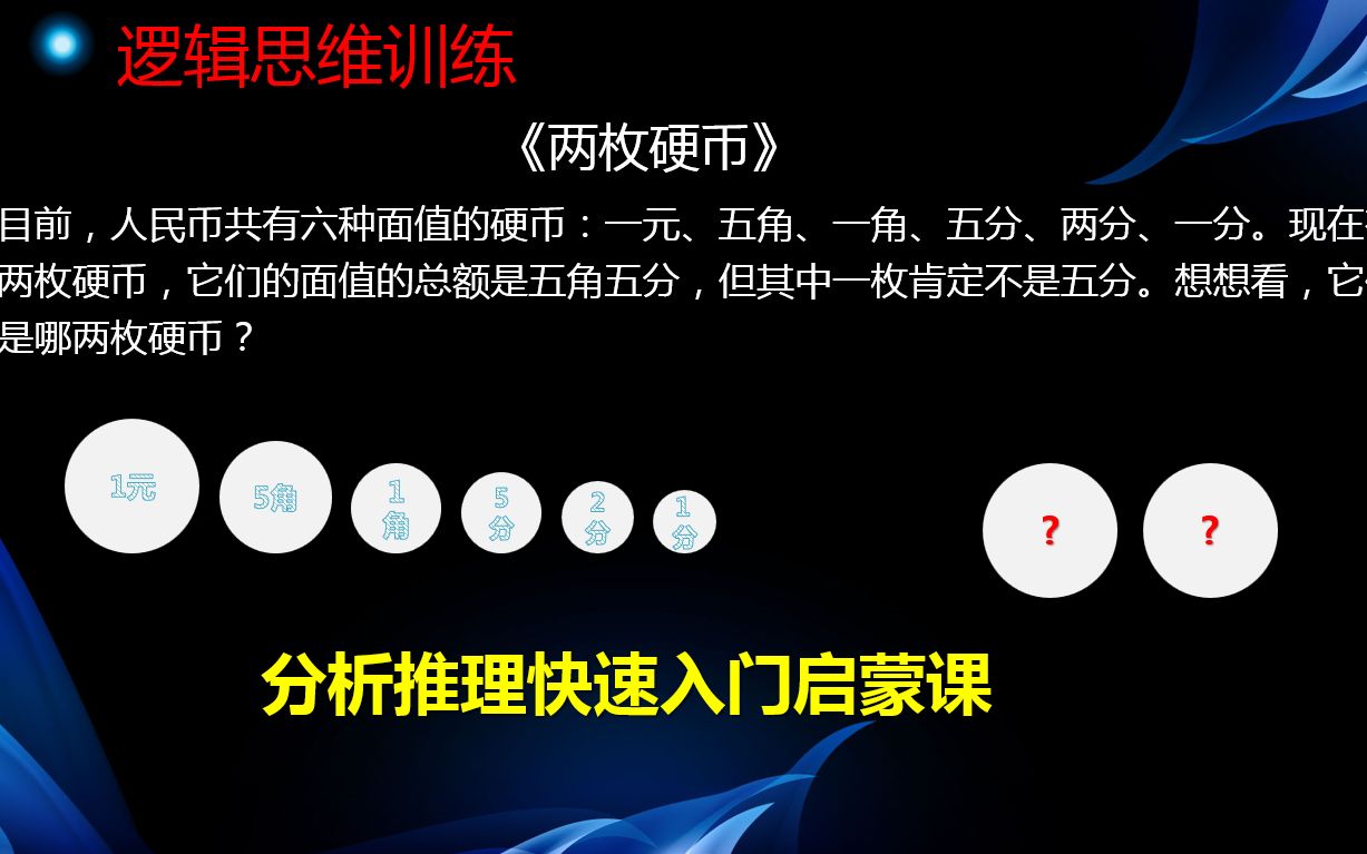 逻辑思维训练《两枚硬币》,分析推理快速入门启蒙课
