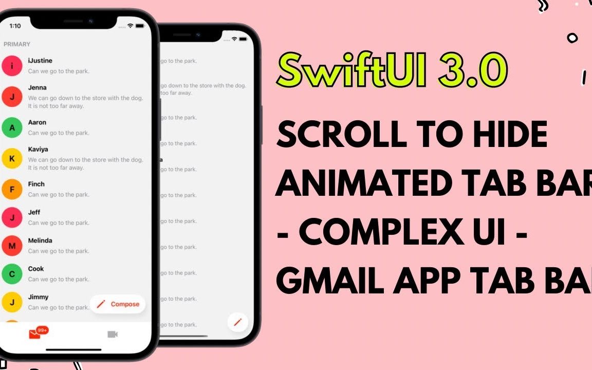 SwiftUI 3.0 滚动隐藏动画标签栏 - Gmail 应用自定义 Tabbar