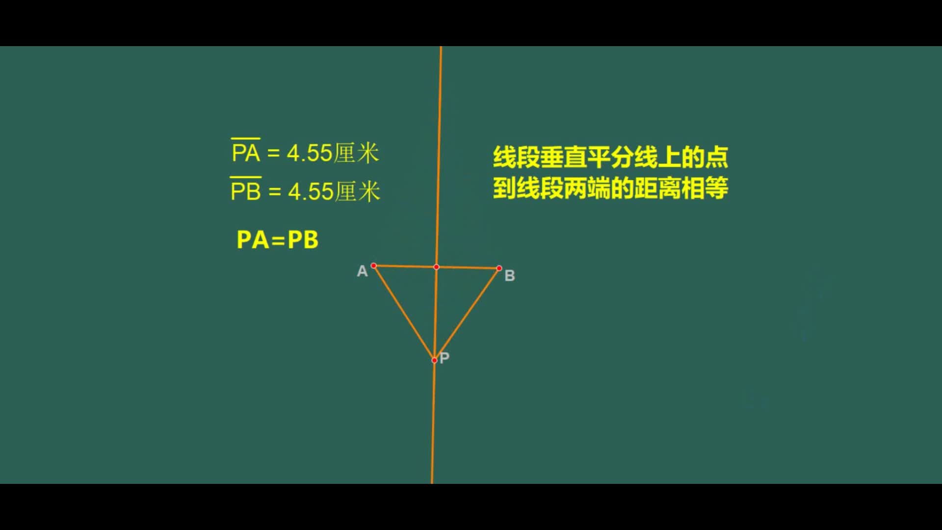 几何画板动画制作:线段垂直平分线上的点,到线段两端的距离相等