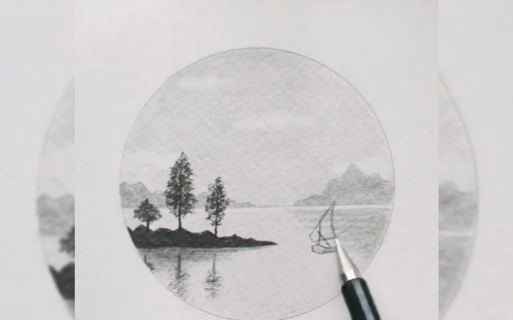 铅笔画山水画小景,简单绘画怡情养心