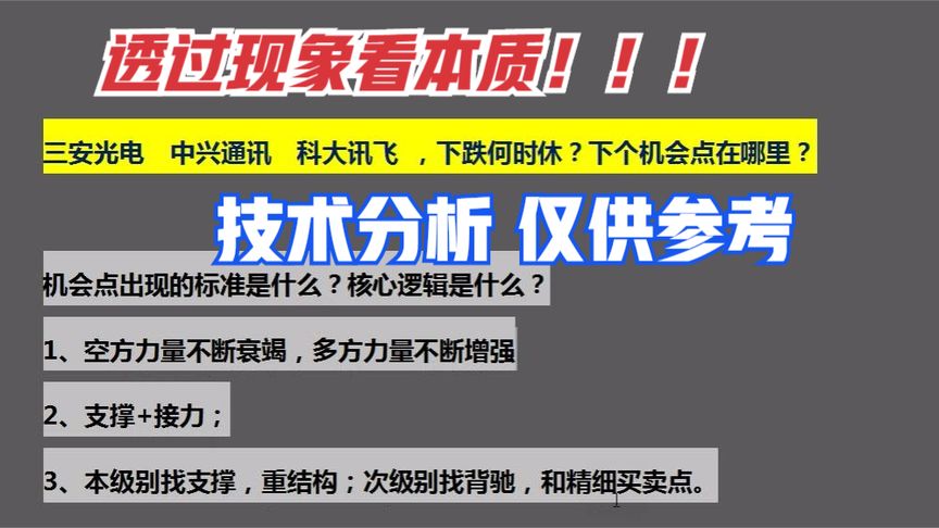 三安光电 中兴通讯 科大讯飞 ,下跌何时休?下个机会点在哪里?