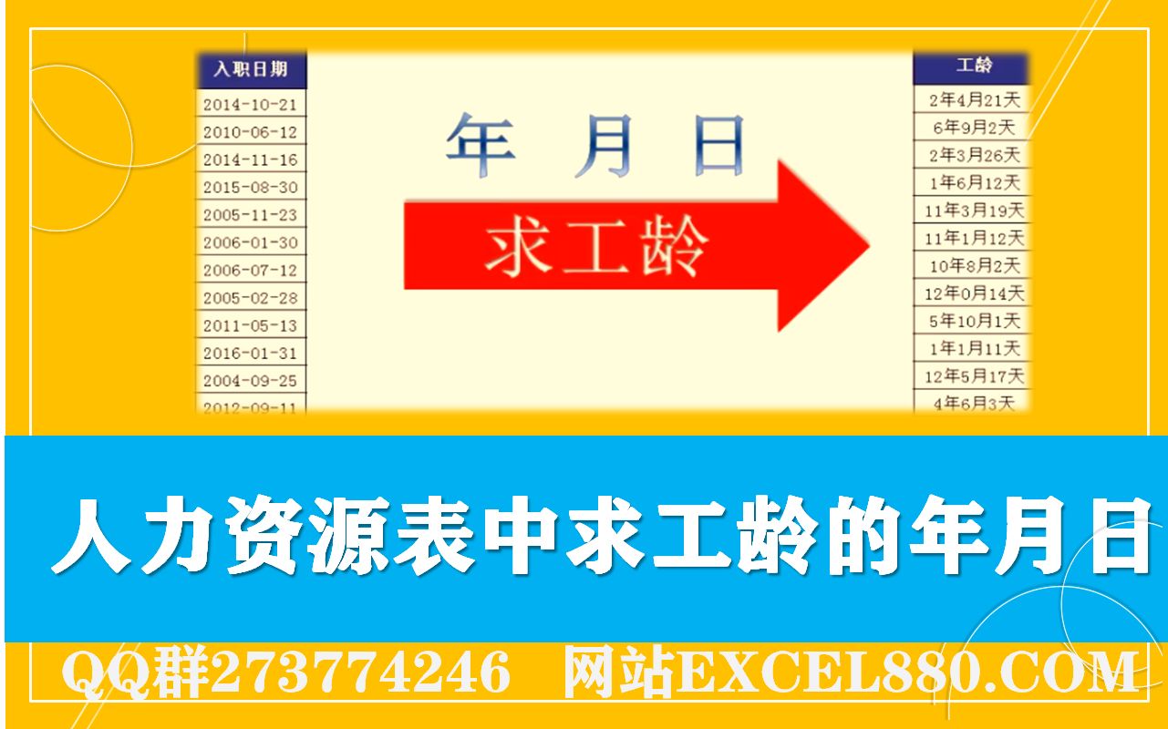 EXCEL函数技巧实例人力资源表中求工龄是多少年多少月多少天