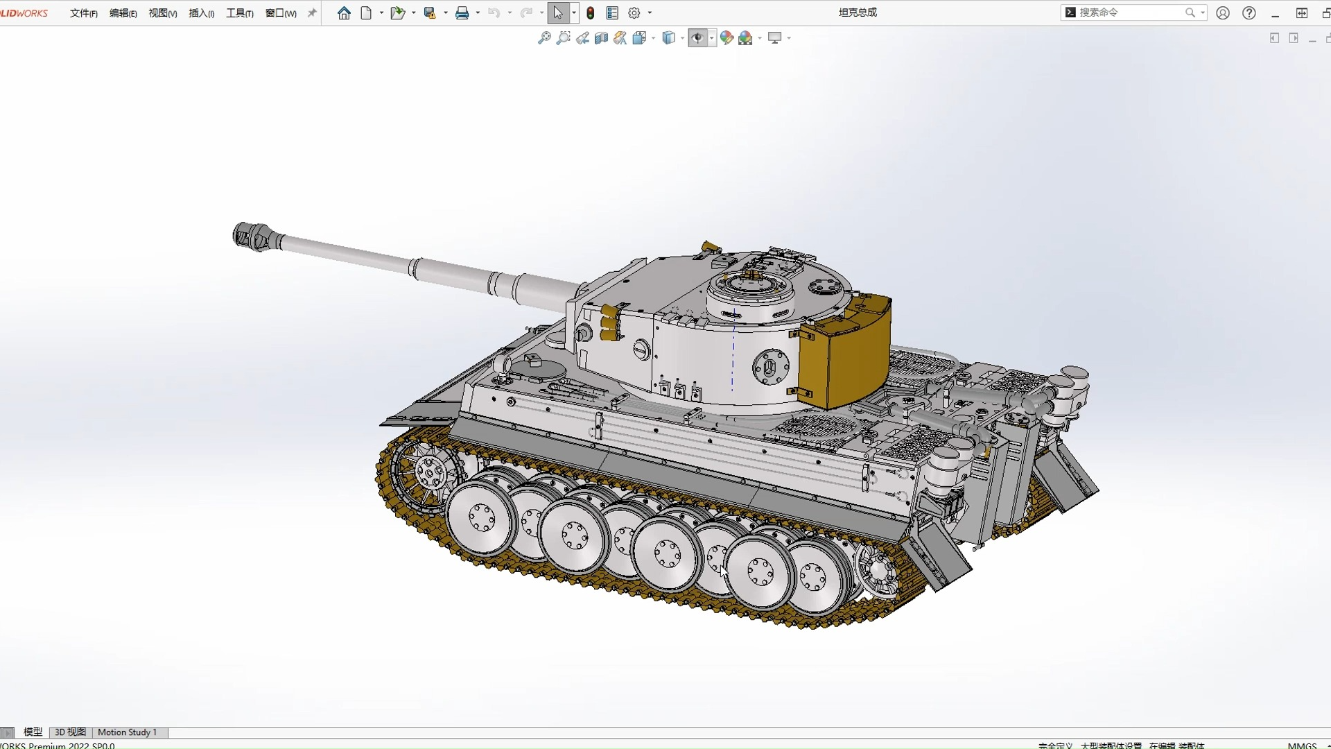 用solidworks画了一个虎式坦克,需要模型图纸直接踢!