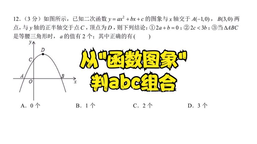 【初三数学】二次函数压轴题:咋从函数图象判断abc组合的大小?