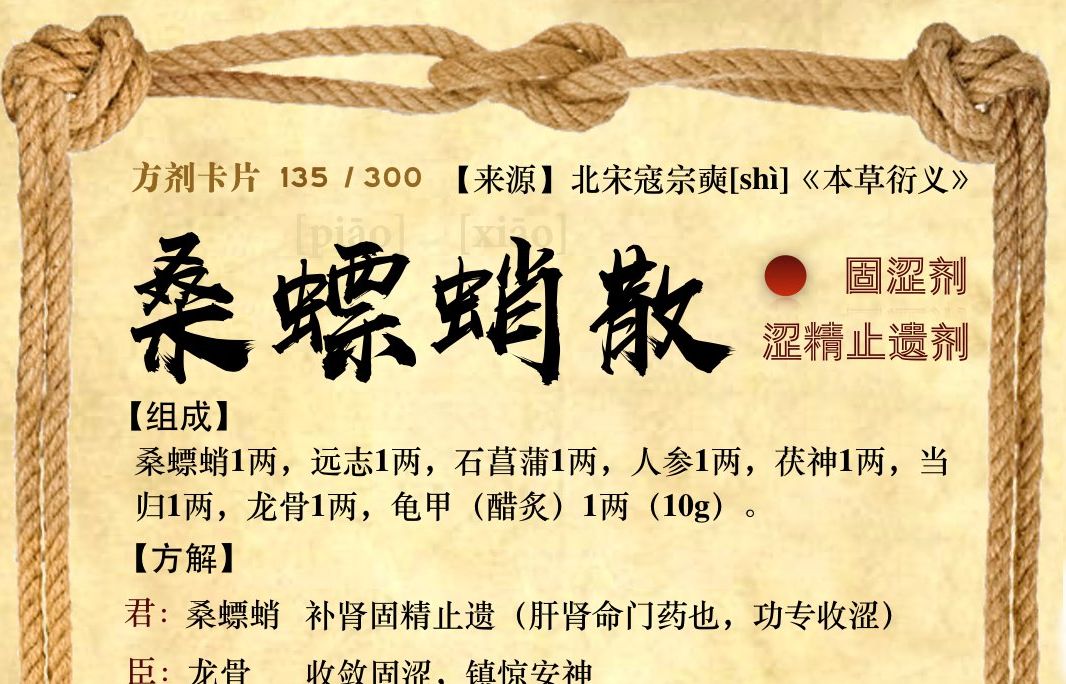 第94讲:涩精止遗剂之桑螵蛸散