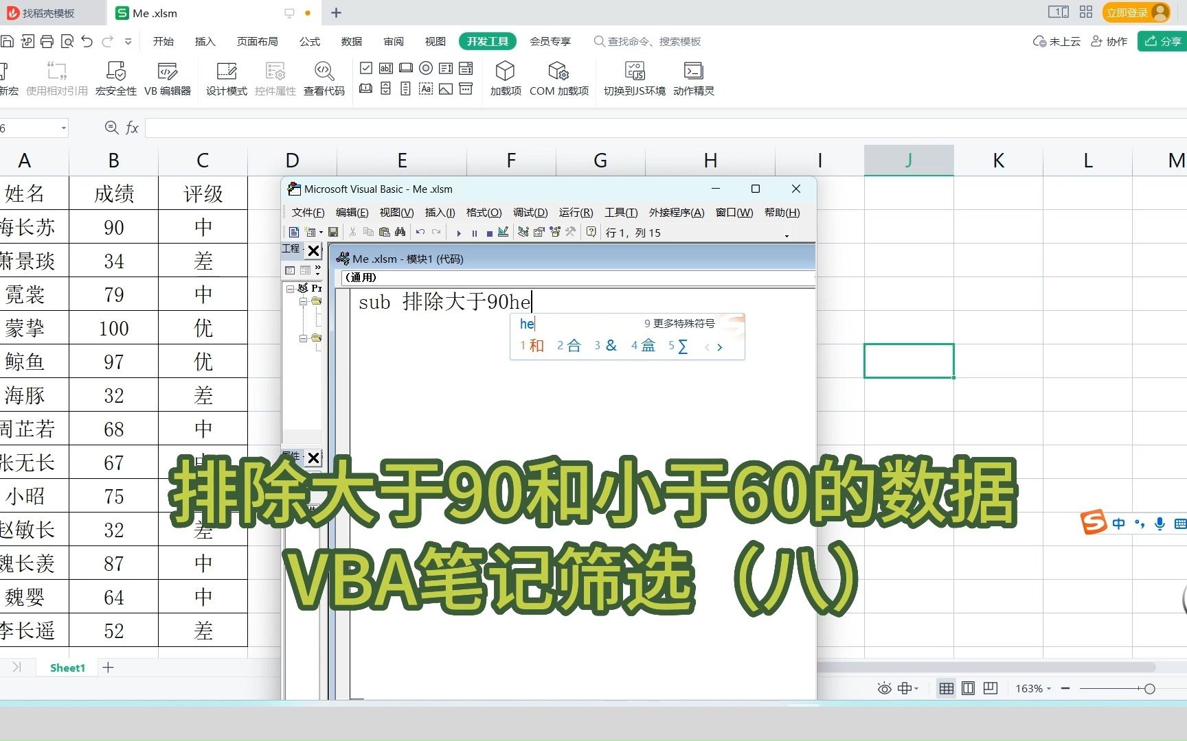 vba 筛选区间数据 autofilter