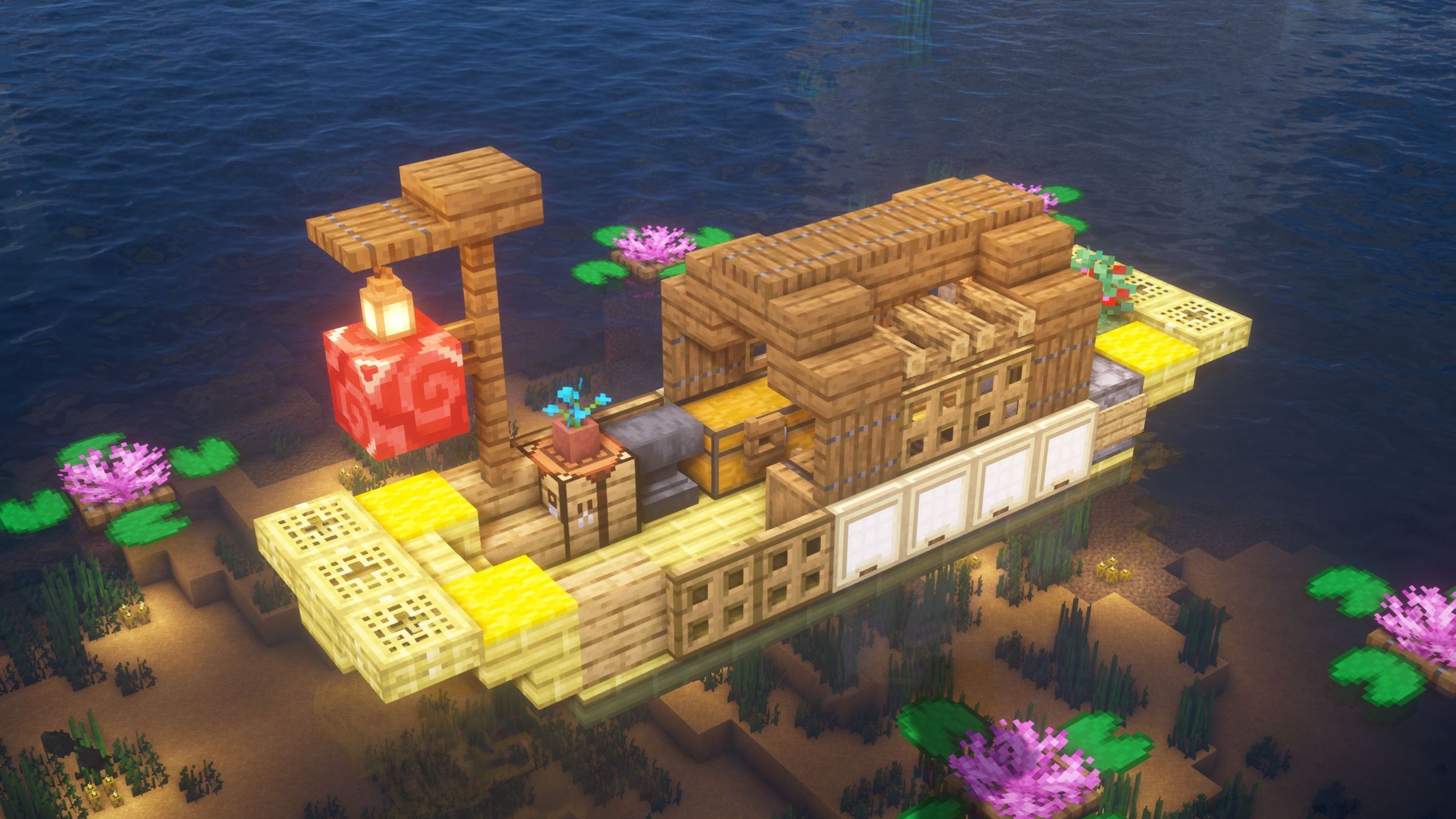 乌篷船!误入莲花深处～(我的世界建筑教程)