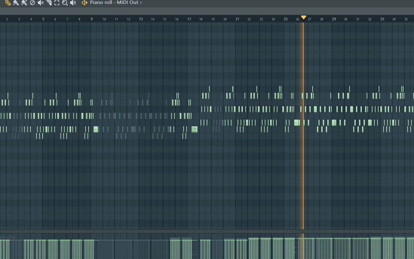 洗澡哼的灵感,连夜用FlStudio弄了出来,双簧管+单簧管音色,fl还能干...