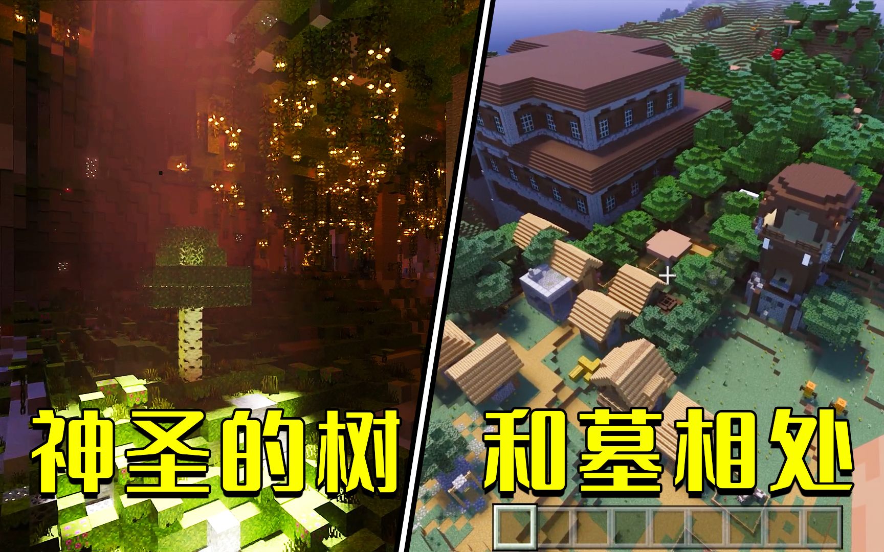 我的世界:奇葩种子盘点,神圣的洞穴桦树,和墓相处的村庄_单机游戏...