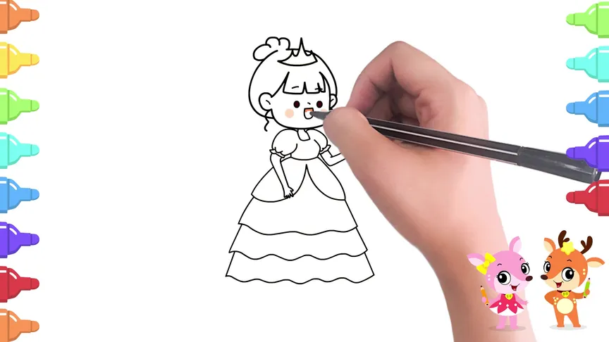 可爱少女简笔画,简易画卡通人物小公主,充满少女心的手账简笔画
