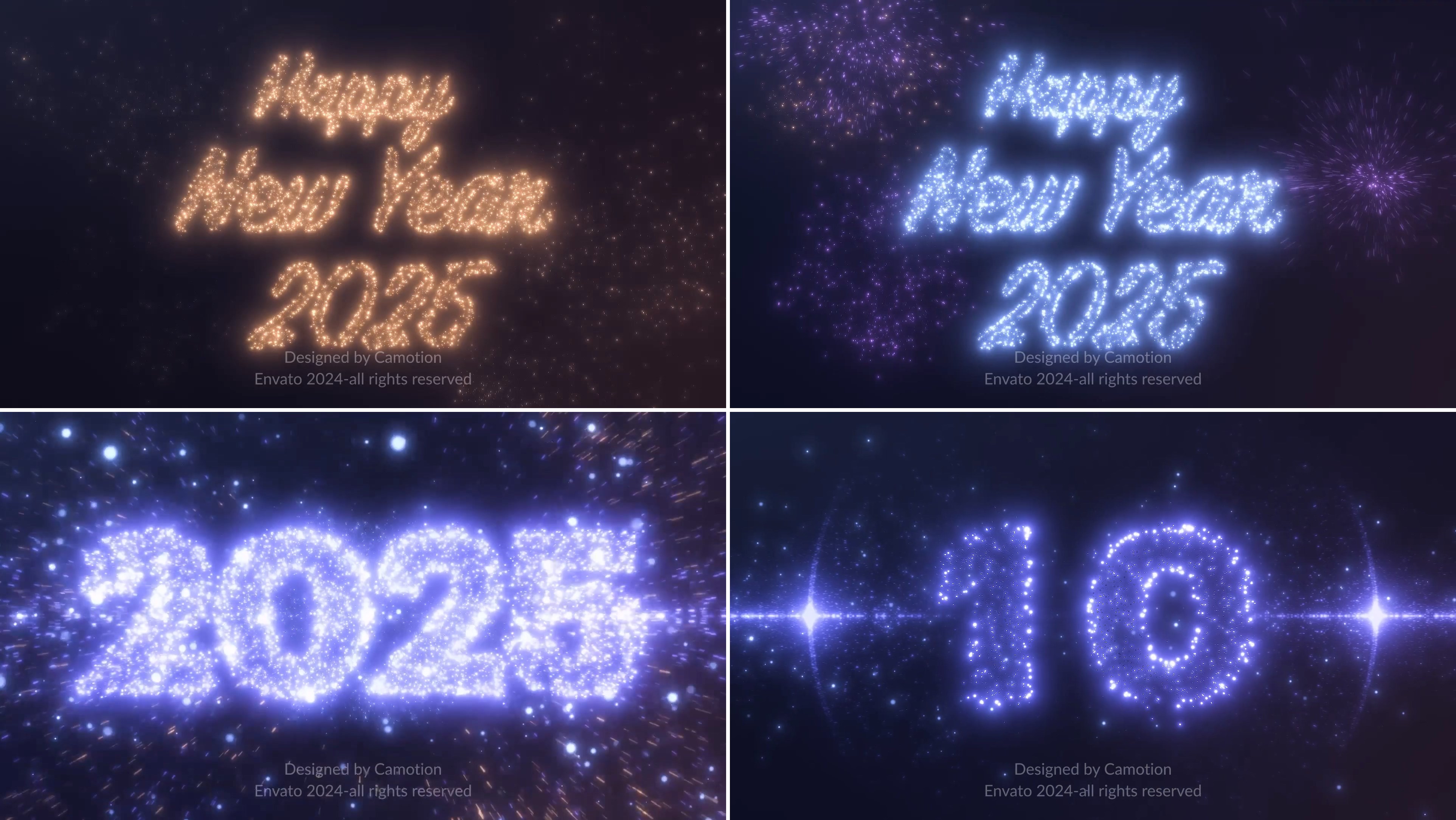 2025新年倒计时过年祝福新年问候AE模板 粒子烟花倒计时 烟花文字