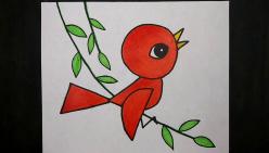 儿童简笔画 - 小鸟 每天一幅简笔画30 Painting and coloring - bird