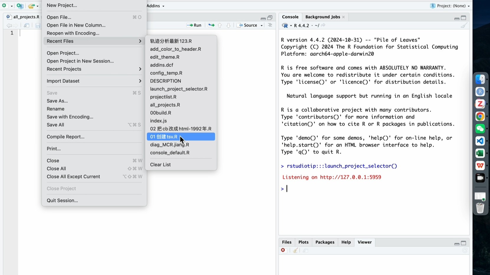 rstudio自制项目管理器:文件
