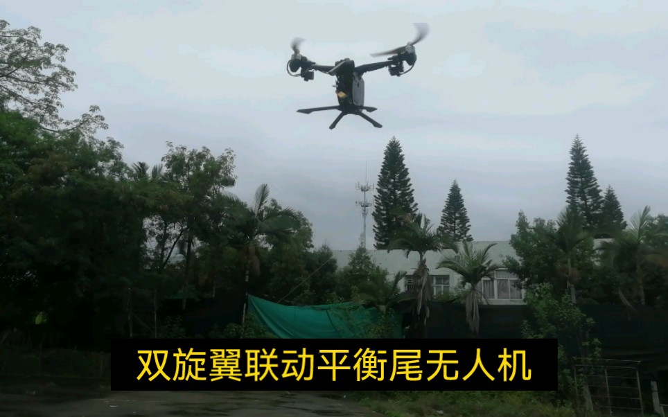 两轴飞行器双旋翼可折叠联动平衡尾无人机