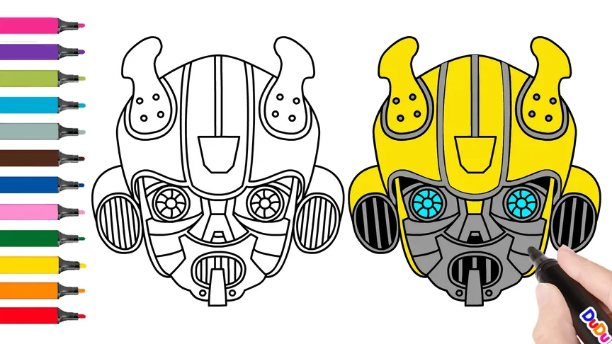变形金刚大黄蜂头像简笔画宝宝学画画儿童绘画一步一步教程动画片