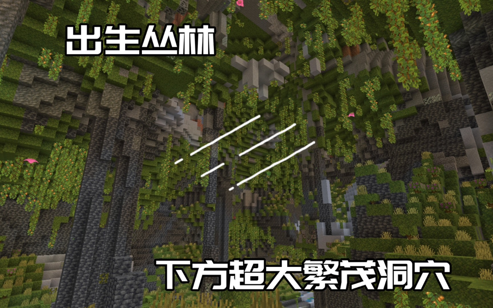 绿绿的Mc种子!出生丛林,下方超大繁茂洞穴~_我的世界