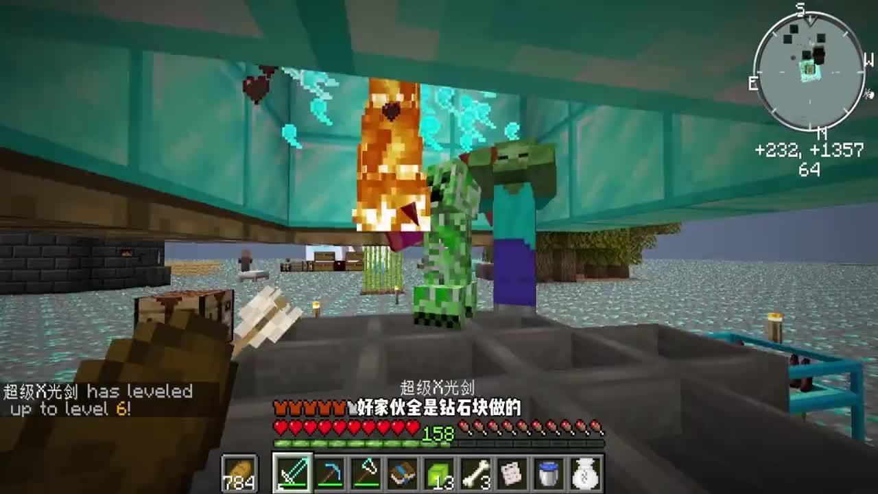 我的世界 #我的世界 钻石大陆生存8:史上最豪华的钻石块刷怪塔#游戏...