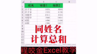 白领 职场人员必看 快速学会Excel 同姓名计算总和