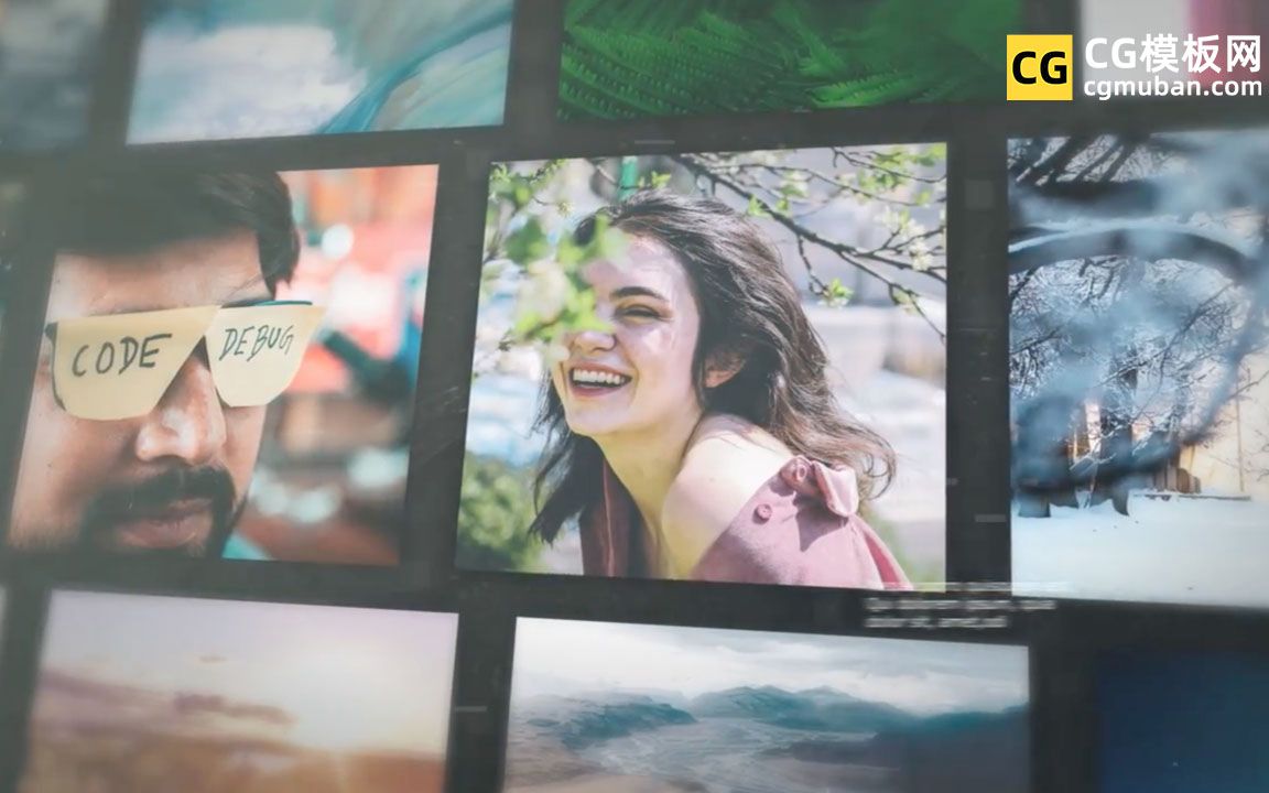 PR模板:照片墙大屏多组团队成员照片模板 毕业纪念婚礼暖场滚动屏...