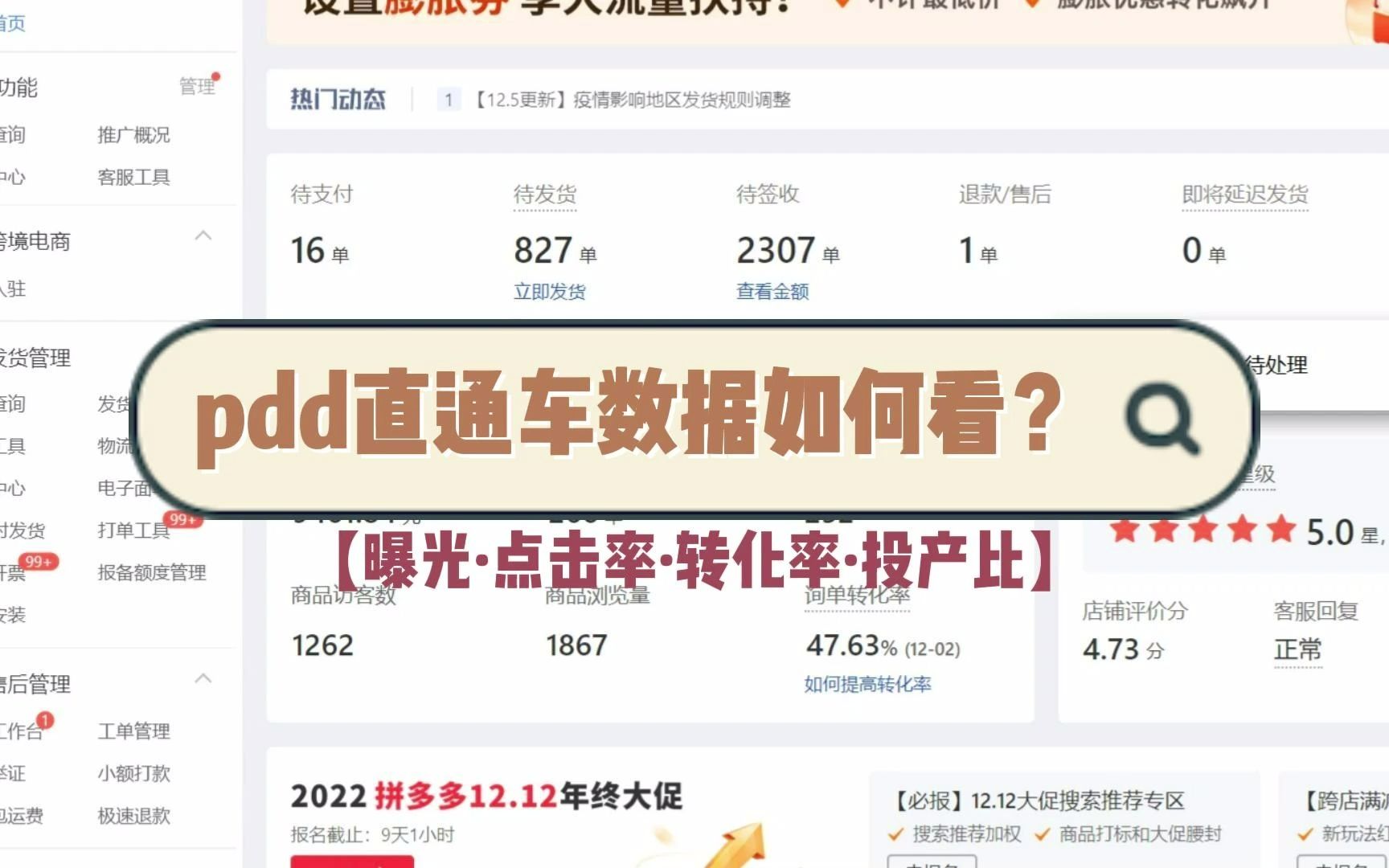 拼多多运营教程:直通车数据如何看?如何分析【曝光·点击率·转化率...