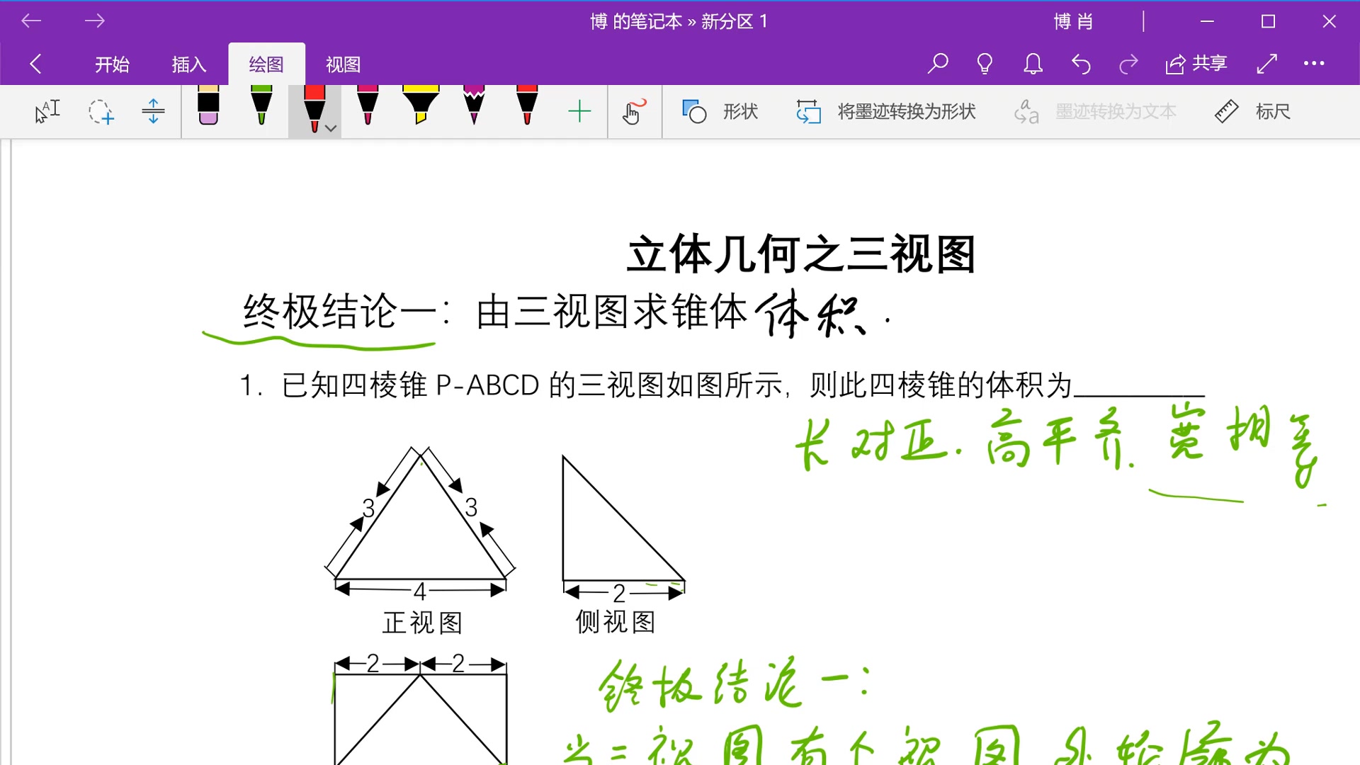 三视图之秒读锥体体积终极结论,立体几何21分钟!