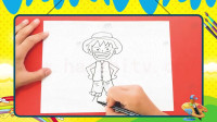 手绘卡通简笔画之画海贼王里的路飞简笔画