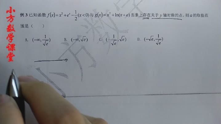 高考真题,指对数函数存在关于y轴对称的点,求变量的取值范围
